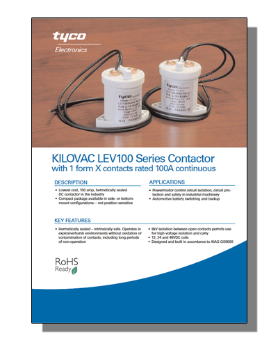 Lithium Balance 000015 Main High Voltage Relay Contactor Tyco KILOVAC ...