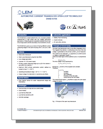 Lithium Balance 000637 LIBAL LEM Sensor DHAB-S/106 20A/500A CH1/CH2 Automotive