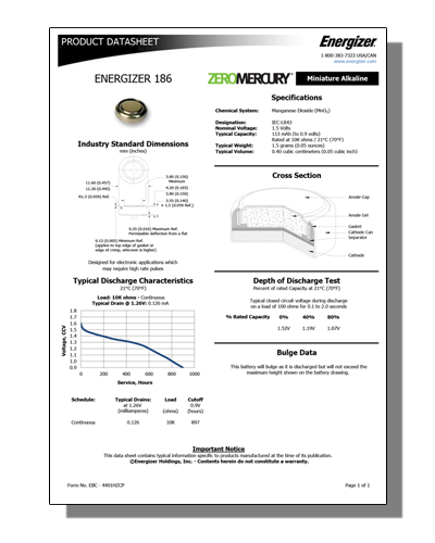 Energizer Energizer 186-BP2 - 186 Energizer Alkaline battery replaces ...