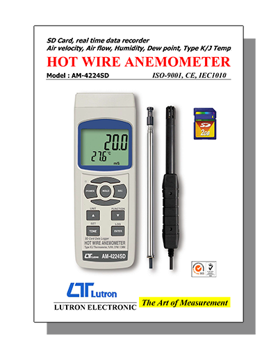Lutron AM4224SD - Hot Wire Anemometer With Type K/J Temp.
