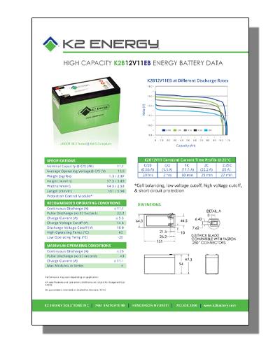 K2 Energy K2B12V11EB K2 Energy High Capacity Lithium Iron Phosphate ...