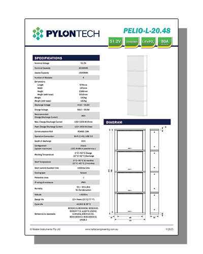 Pylontech PELIO-L-20.48 51.2V 400Ah 20.48kWh Slim-line ESS Floor