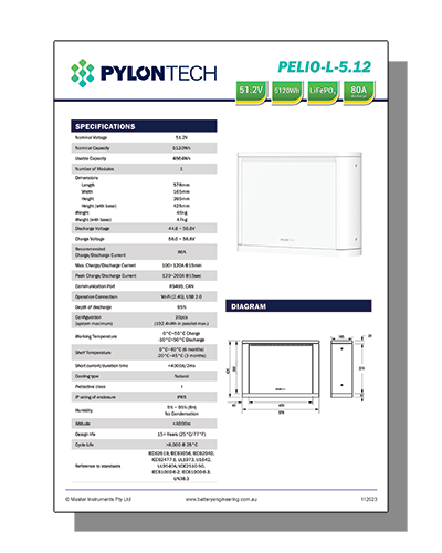 Pylontech PELIO-L-5.12 PELIO-L 51.2V 100Ah 5.12kWh Slim-line ESS Floor