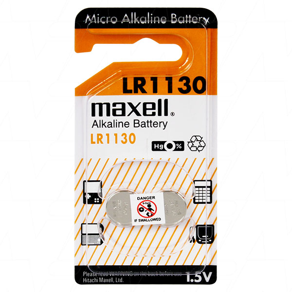 Maxell LR1130-BP2 - Maxell LR1130 Alkaline Battery. Replaces 189, 189A, AG10, D189A, G10A, GP189 ...