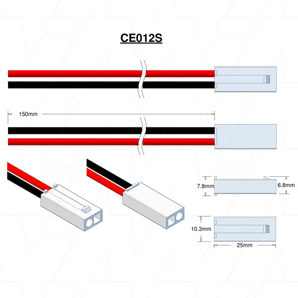 Enepower CE012S - Nikko type assembly Female with leads. JST ELR-02VF