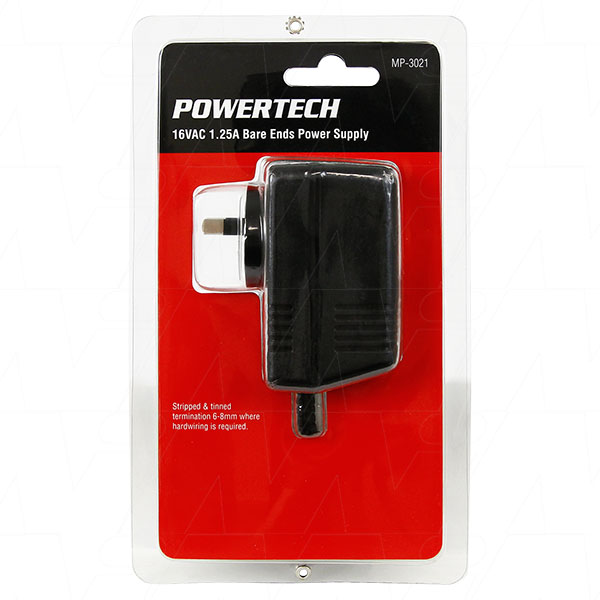 Powertech MP3021 - Power Supply 240VAC to 16VAC 1.25A UNREGULATED