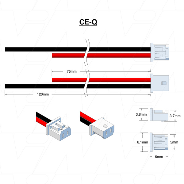 Enepower CE-Q - Molex Type 51004-0200, Leads RED=75mm BLACK=120mm Strip ...