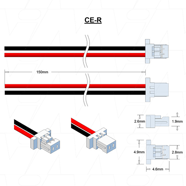 Enepower CE-R - JST Type SHR-02V-S-B with 150mm leads