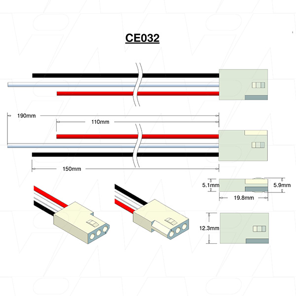 Enepower CE032 - Molex Type 03-06-1032, 20AWG, B=150mm, R=110mm, W ...
