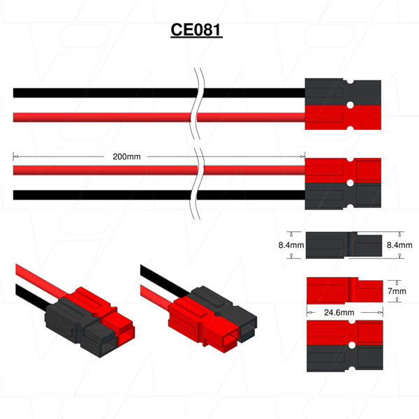 CE081 - Anderson Powerpole 15-45 style Connector with 200mm 40A rated ...