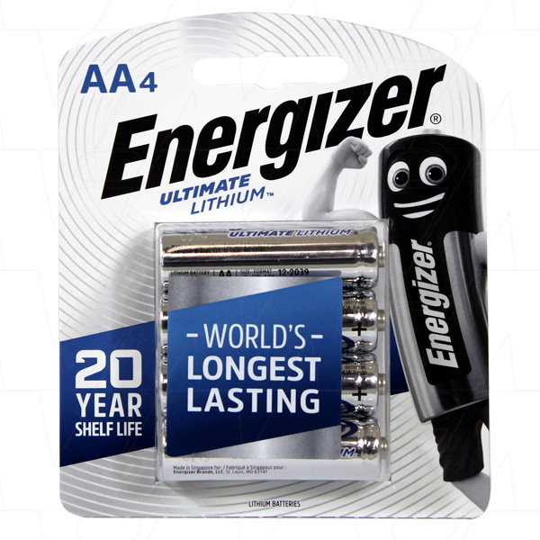 Energizer L91 BP4T Energizer Ultimate Lithium AA Consumer Lithium Battery Cylindrical Cell
