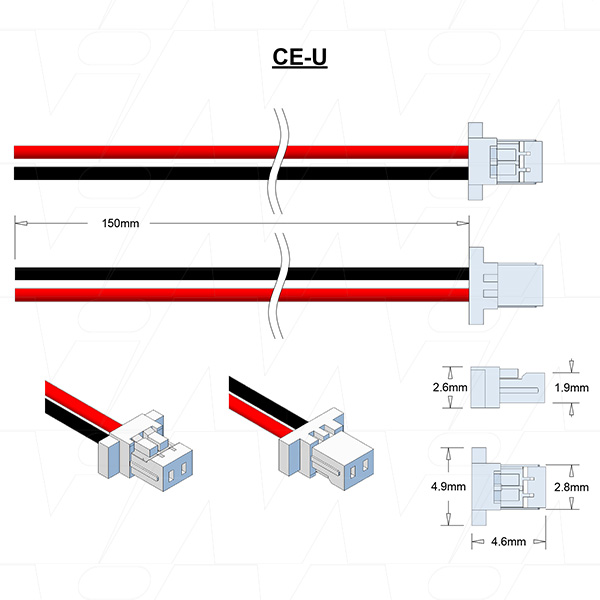 Enepower CE-U - JST Type SHR-02V-S-B with 150mm leads