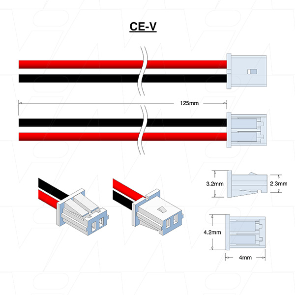Enepower CE-V - Molex Type 51021-0200 28AWG leads B=125mm, R=125mm ...