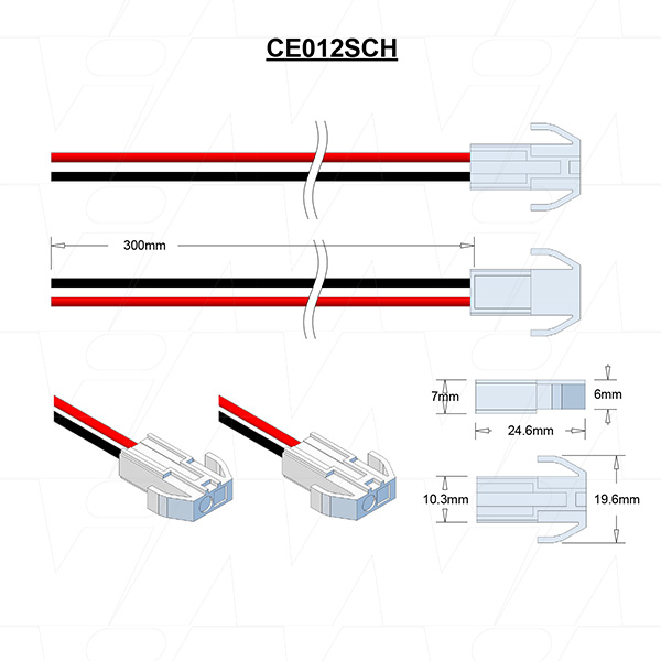 Enepower CE012SCH - Nikko Type Assembly Female with 300mm 18AWG leads. JST ELR-02V