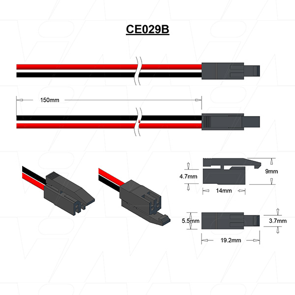Enepower CE029B - JAE IL-L2S-S3L-B-(N) Male connector c/w 150mm 22AWG leads