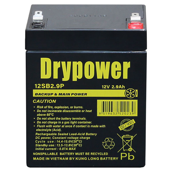 Drypower 12SB2.9P - Drypower 12V 2.9Ah Sealed Lead Acid Battery