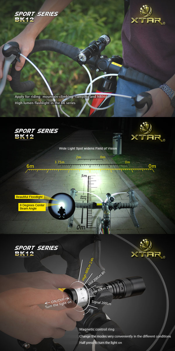 XTAR BK12 Set - 600 Lumen Bicycle Light Full Kit