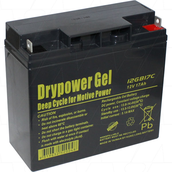 Drypower Drypower - Sealed Lead Acid Gel Deep Cycle Battery - 12GB17C