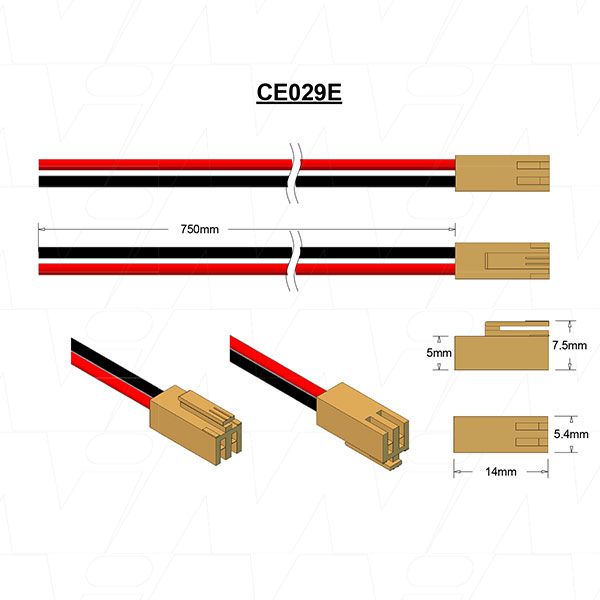 Enepower CE029E - Connector Assembly JAE IL-2S-S3L-N, 22AWG, B/R=650mm, Blunt Cut