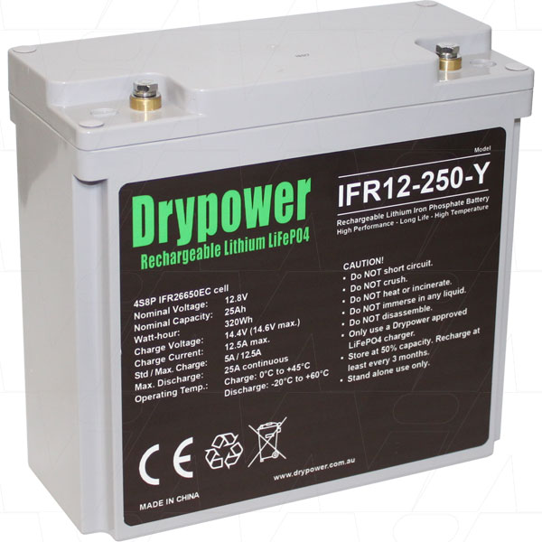 Drypower IFR12-250-Y - Drypower 12.8V 25Ah Lithium Iron Phosphate ...