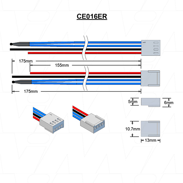 Enepower CE016ER - Molex M2510-4 connector 22-01-3047 c/w leads ...