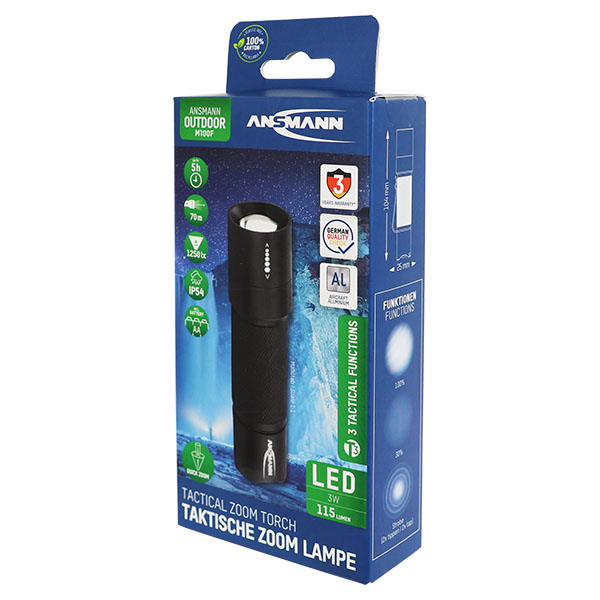 Ansmann 1600-0170 M100F Tactical Focusable 115 Lumen LED Torch