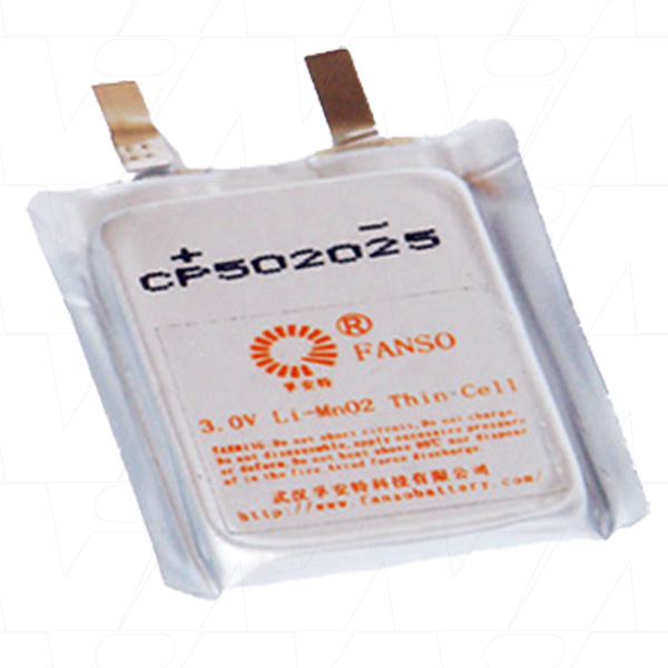 Fanso CP502025 - 3V 450mAh Specialised Thin Cell Lithium Battery