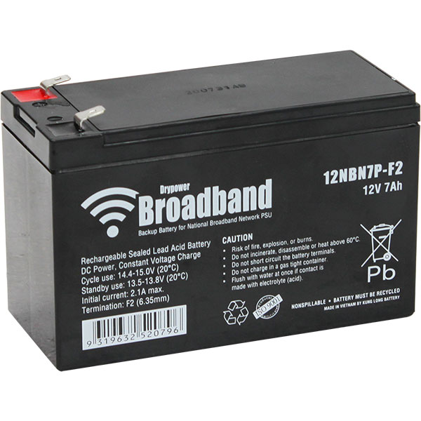 Drypower 12NBN7P-F2 12V 7Ah SLA for Broadband / NBN Power Supply