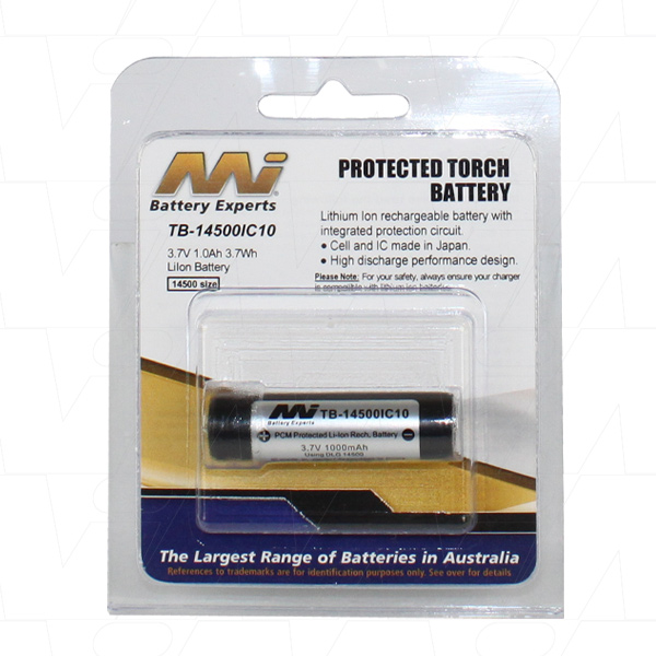 MI Battery Experts TB-14500IC10-BP1 Protected 14500 Lithium Ion Torch ...