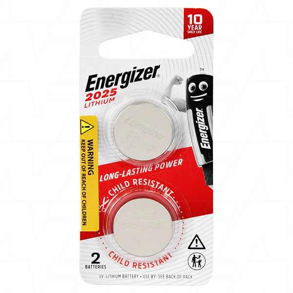 Energizer ECR2025-BP2 - CR2025 3V Lithium Coin Cell Blister of 2
