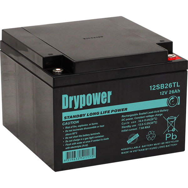 Drypower 12SB26TL - Drypower 12V 26Ah Long Life Standby AGM Battery - 6 ...