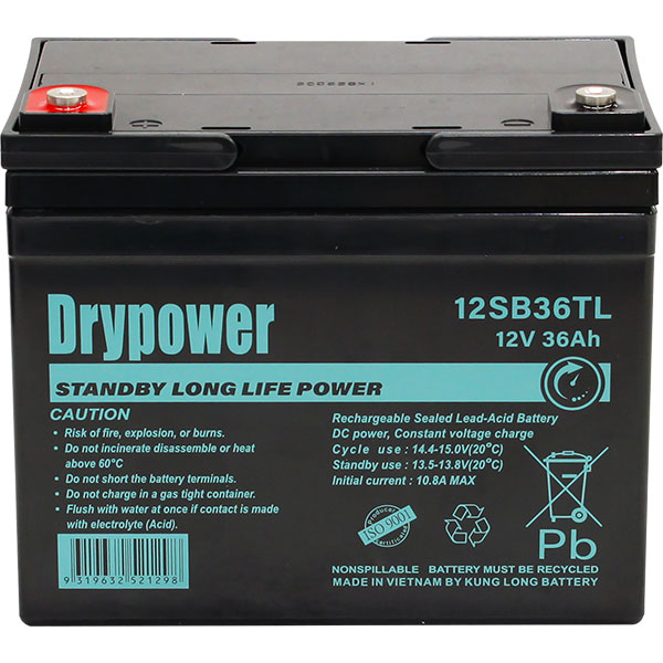 Drypower 12SB36TL - Drypower 12V 36Ah Long Life Standby AGM Battery - 6 ...