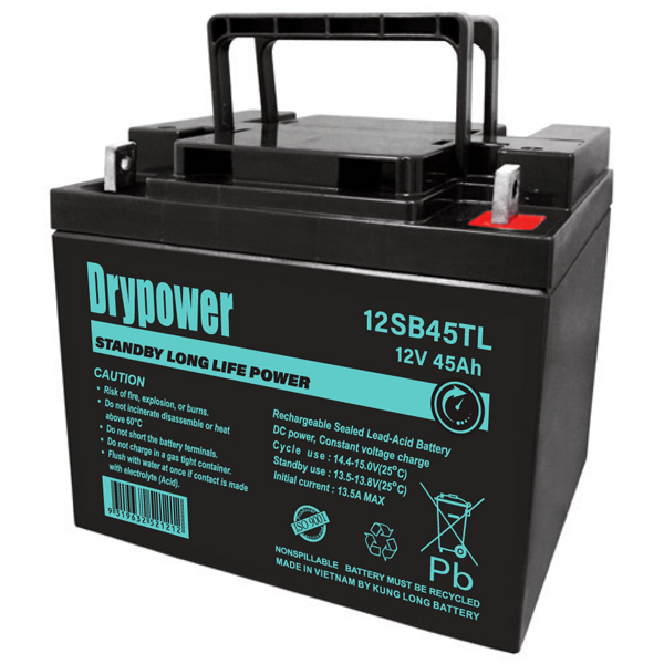 Drypower 12SB45TL - Drypower 12V 45Ah Long Life Standby AGM Battery - 6 ...