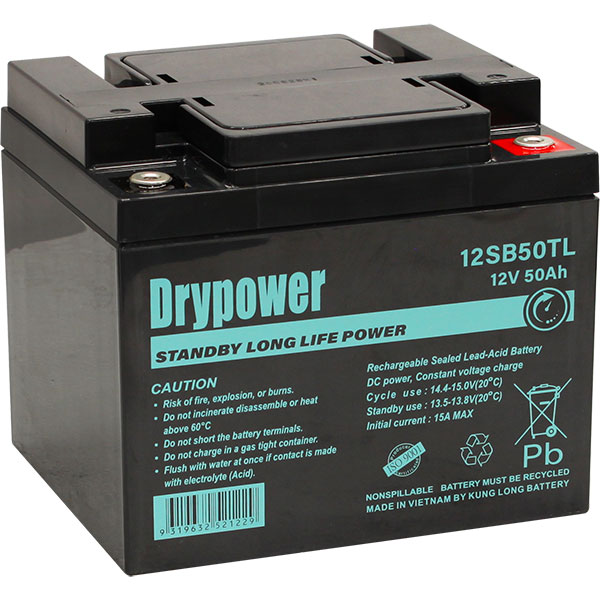 Drypower 12SB50TL - Drypower 12V 50Ah Long Life Standby AGM Battery - 6 ...