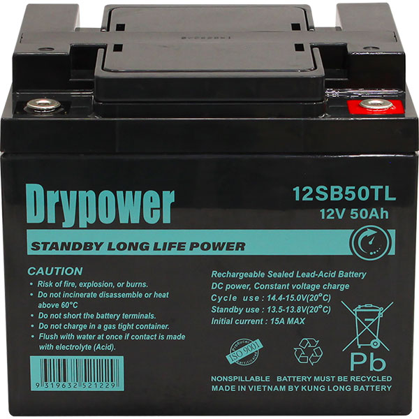Drypower 12SB50TL - Drypower 12V 50Ah Long Life Standby AGM Battery - 6 ...