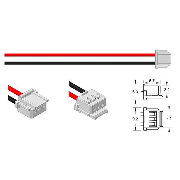 Enepower CE174 - Molex Type 35507-0300 Male 24AWG UL1007 250mm Leads