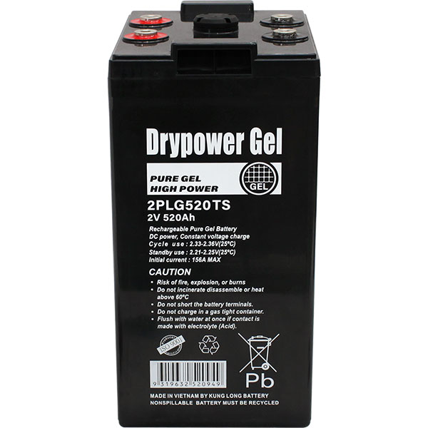 Drypower 2PLG520TS - Drypower 2V 520Ah pure gel type SLA deep cycle battery