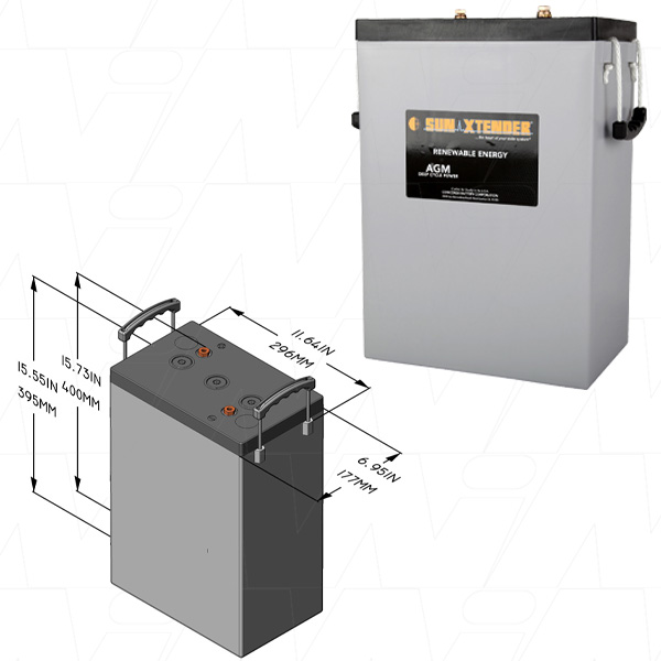 Sun Xtender PVX-4050HT 6V 405Ah Concorde Deep Cycle for Green Power ...