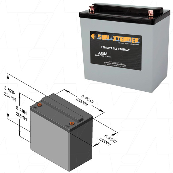 Sun Xtender PVX-490T - 12V 49Ah Concorde Deep Cycle Battery