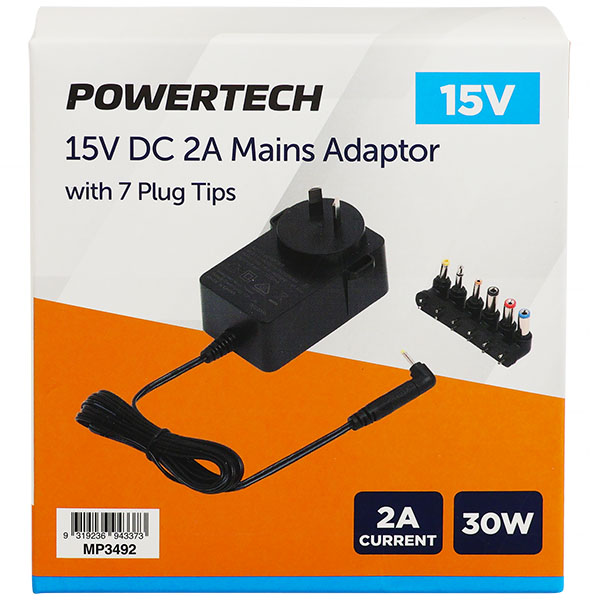 Powertech MP3492 Switchmode Power Supply 100-240VAC to 15VDC 2.0A