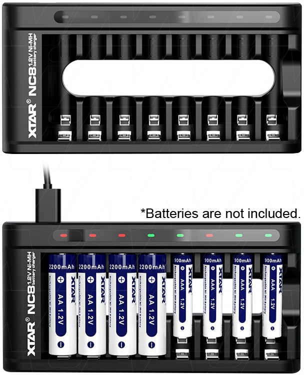 XTAR NC8 1-8 cell NiMH battery charger with USB-C input charging