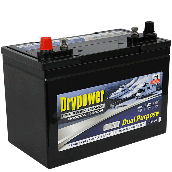 Drypower 12CB800 12V 800CCA 100Ah Dual Purpose AGM Battery