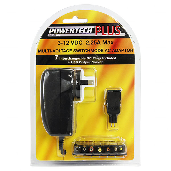 Powertech MP3316 - 3-12VDC 2.25A Multi-Voltage Switchmode Power Supply ...