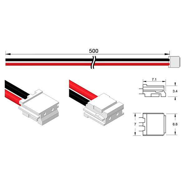Enepower CE177EXT JST EHR-2 Connector 500mm Black and Red Leads