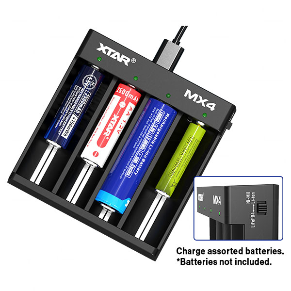 XTAR MX4 - XTAR USB Type-C input automatic 1-4 cell LiIon/LiFePO4/NiMH ...