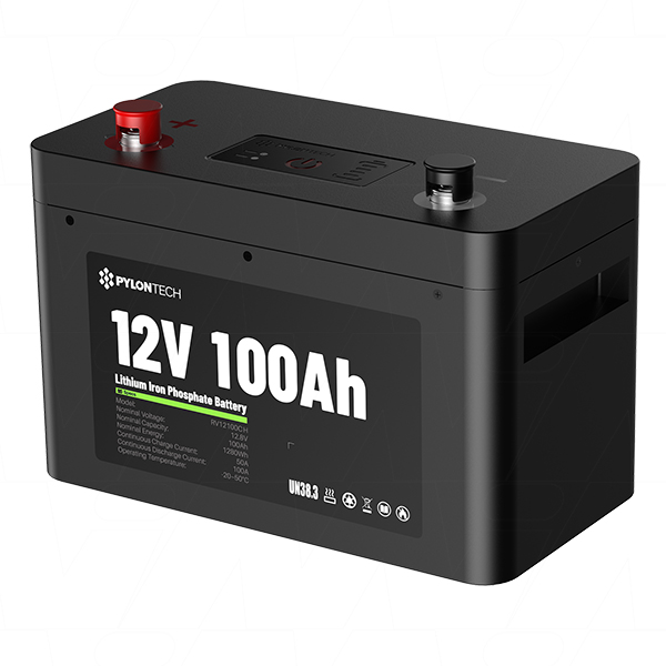 Pylontech RV12100CH 12.8V 100Ah 1280Wh LiFePO4 battery w/SoC Indicator