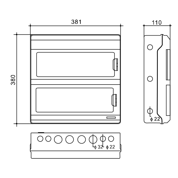 MS-36P Enepower IP65 Rated 36 Pole Surface Mount Load Centre Enclosure