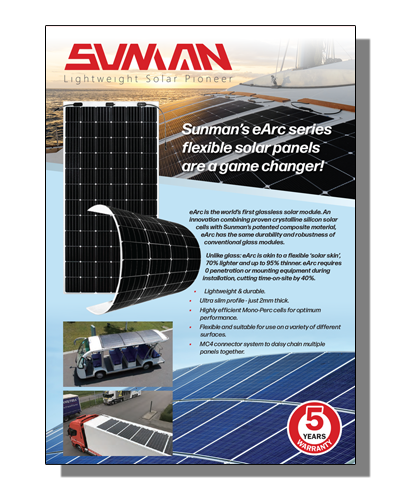 Sunman SMF430F-12X12UW 430 Watt eArc Frameless Flexible Mono Solar ...